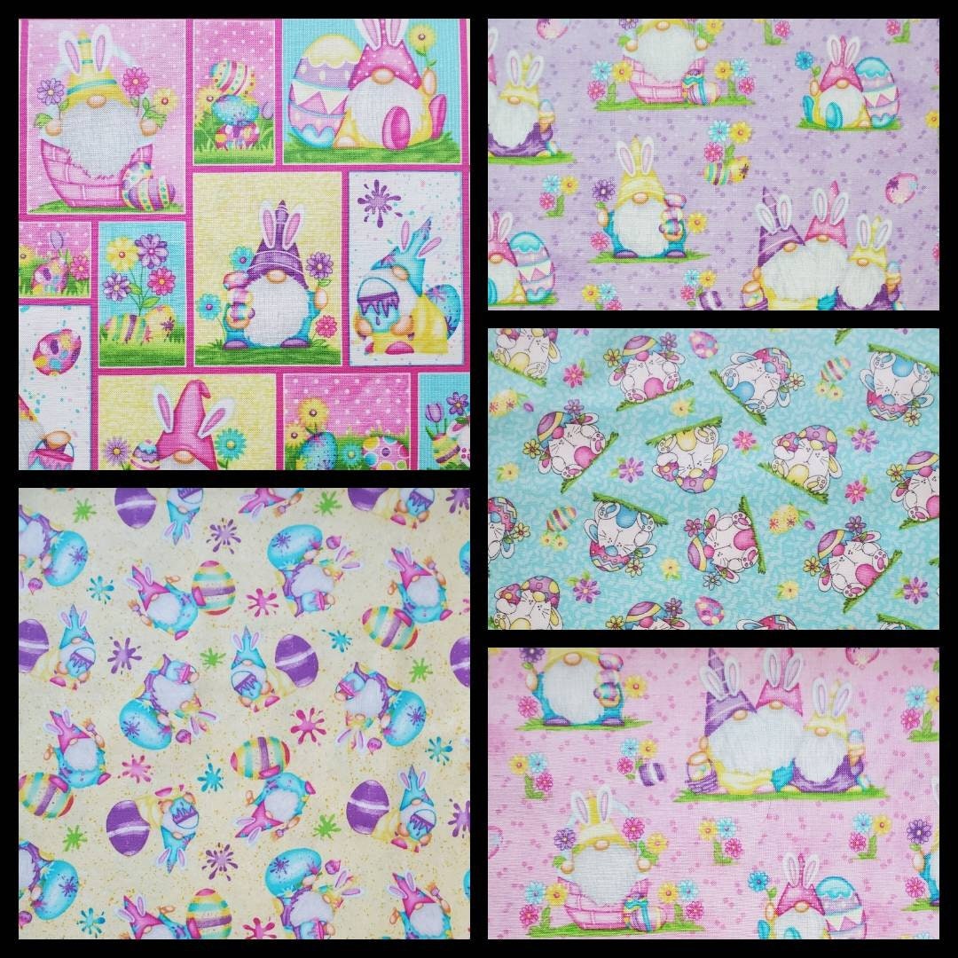 Hoppy Easter Gnomies. Cotton Fabric by Shelly Comiskey for Henry Glass ...