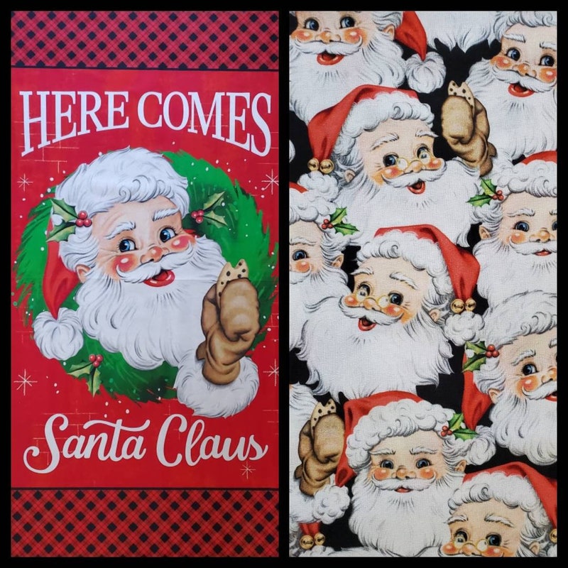 Vintage Santa Fabric - Etsy