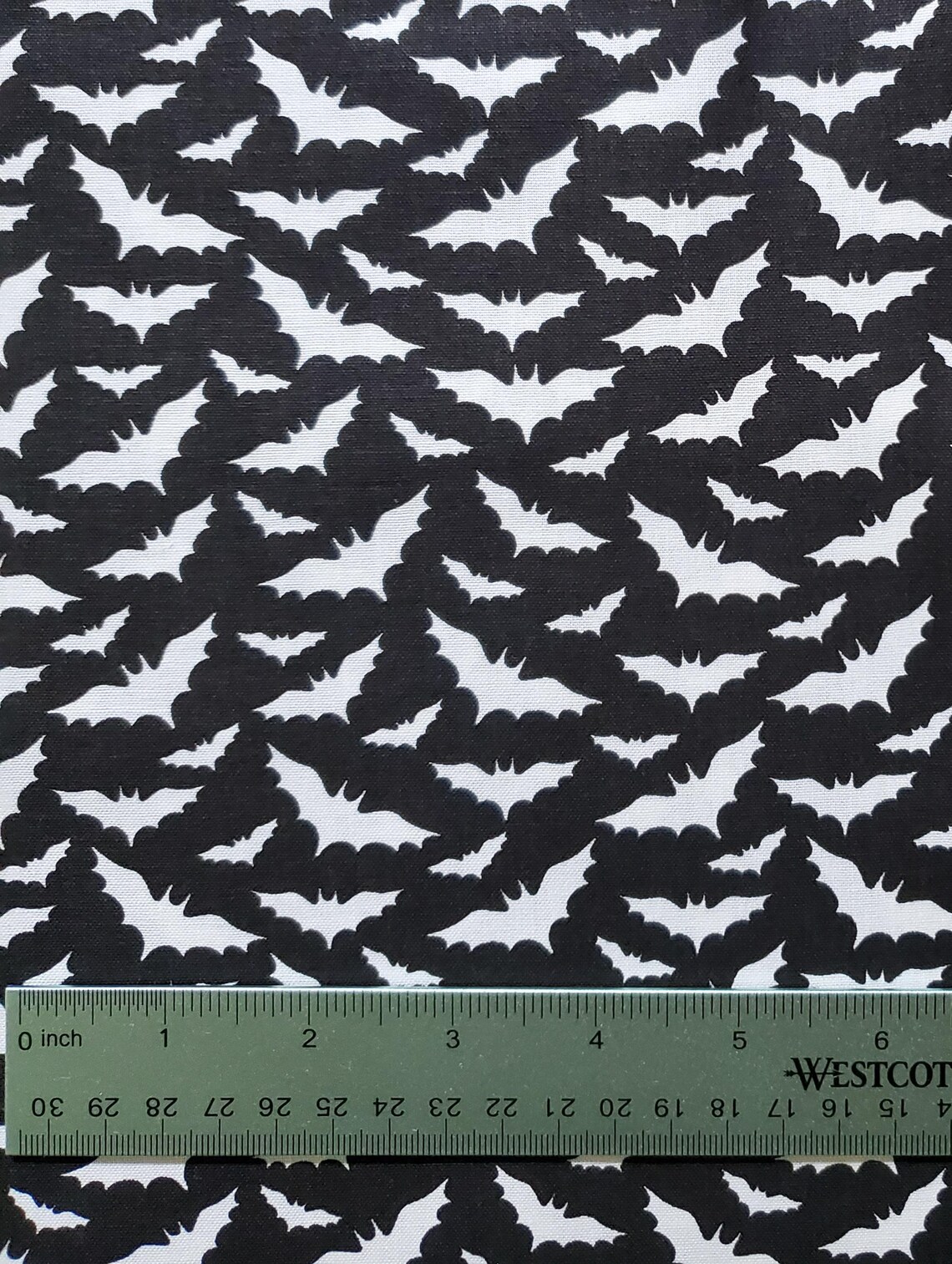 Flying Bats. Cotton Fabric. Small White Bat Sillouettes on a Black ...