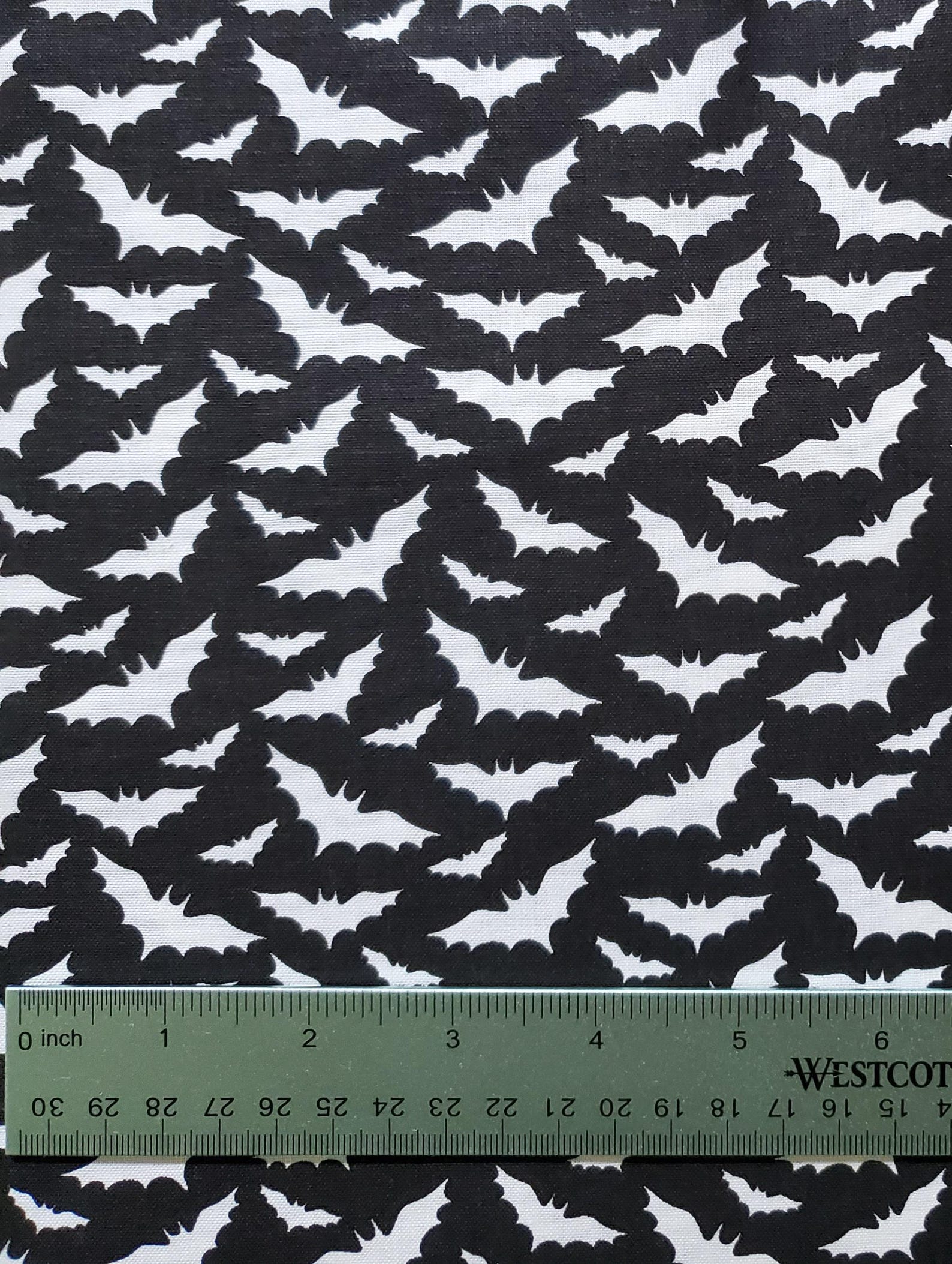 Flying Bats. Cotton Fabric. Small White Bat Sillouettes on a Black ...