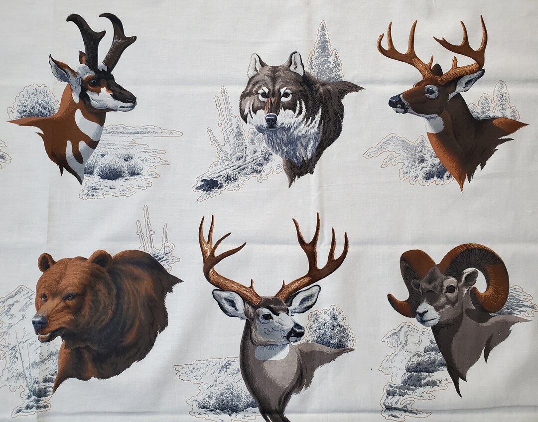Call of the Wild Cotton Appliques. VIP Screen Print. Deer, Bear, Wolf ...