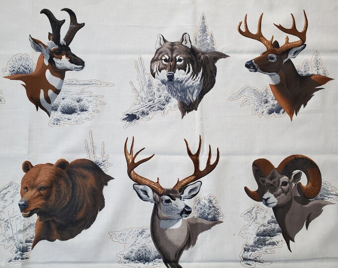 Call of the Wild Cotton Appliques. VIP Screen Print. Deer, Bear, Wolf ...