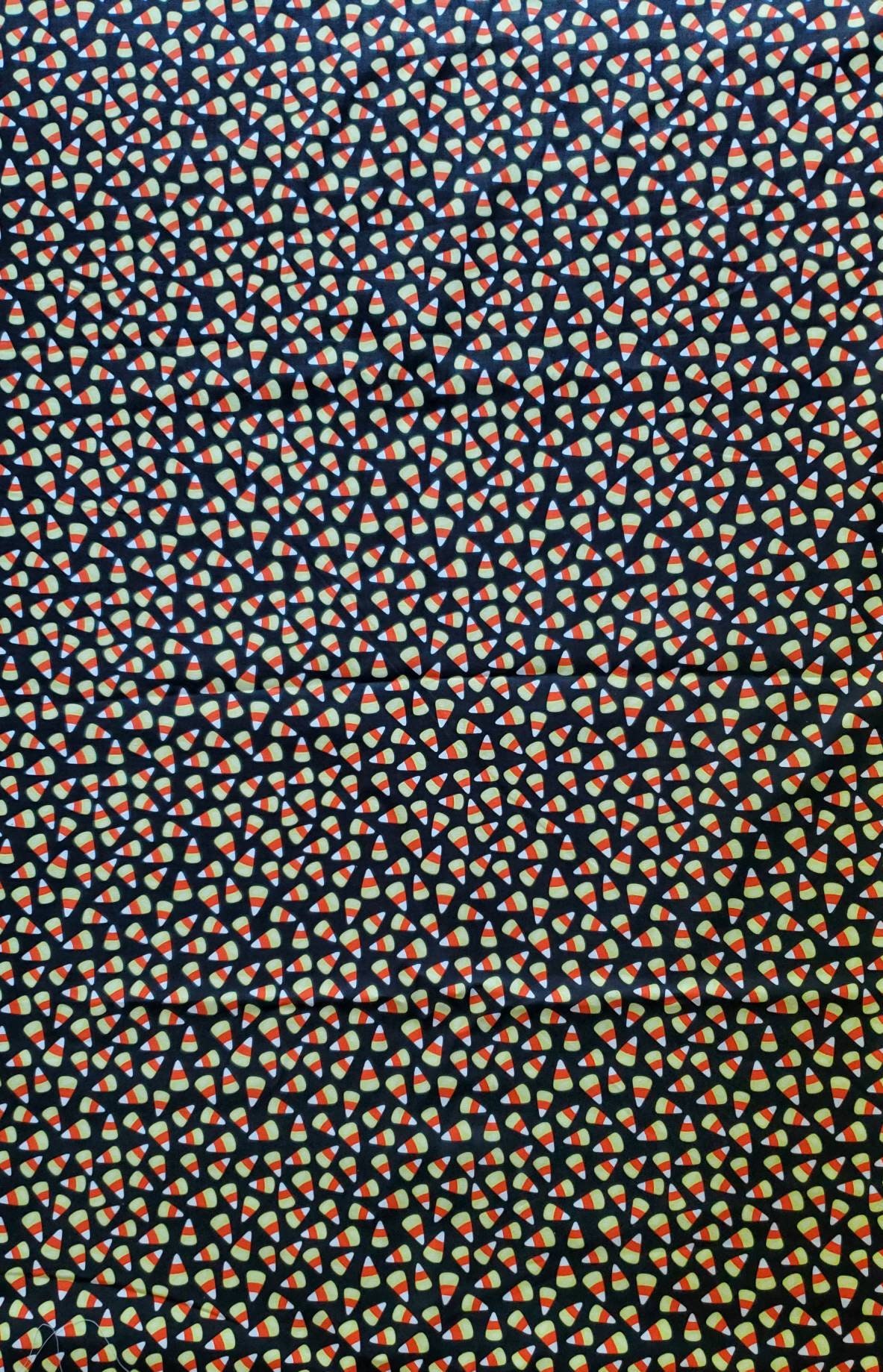 Halloween Candy Corn on Black Background Cotton Fabric by - Etsy
