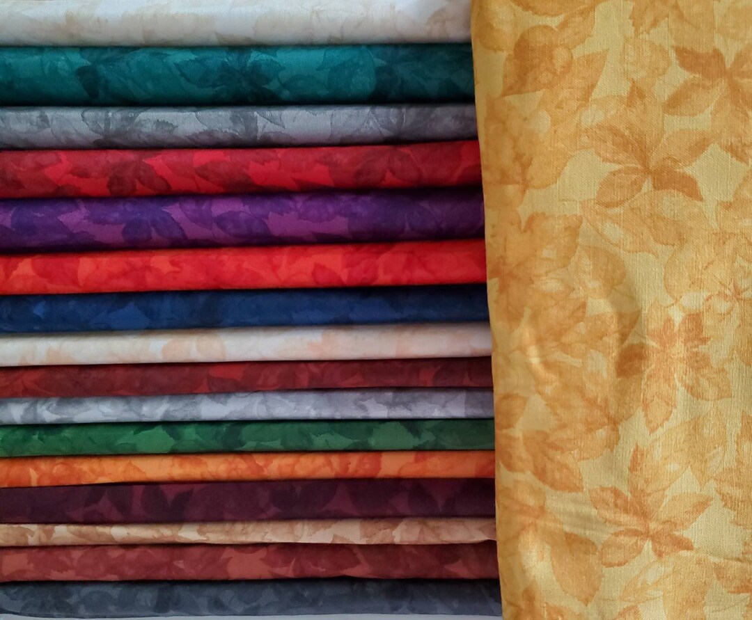 Harvest Leaves Tonal. Cotton Fabric in 17 Rich, Autumn Colors. Reds ...