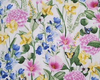 Poinsettias. 100% Cotton Fabric by Cranston Print Works. Red and Ivory ...