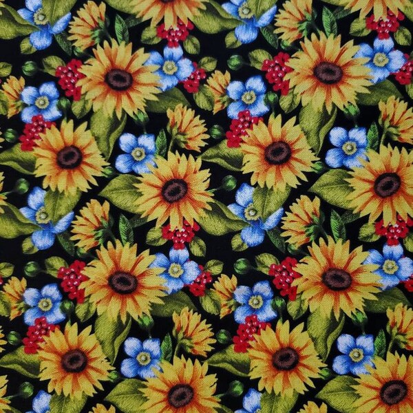 Sunflower Cotton Fabric - Etsy