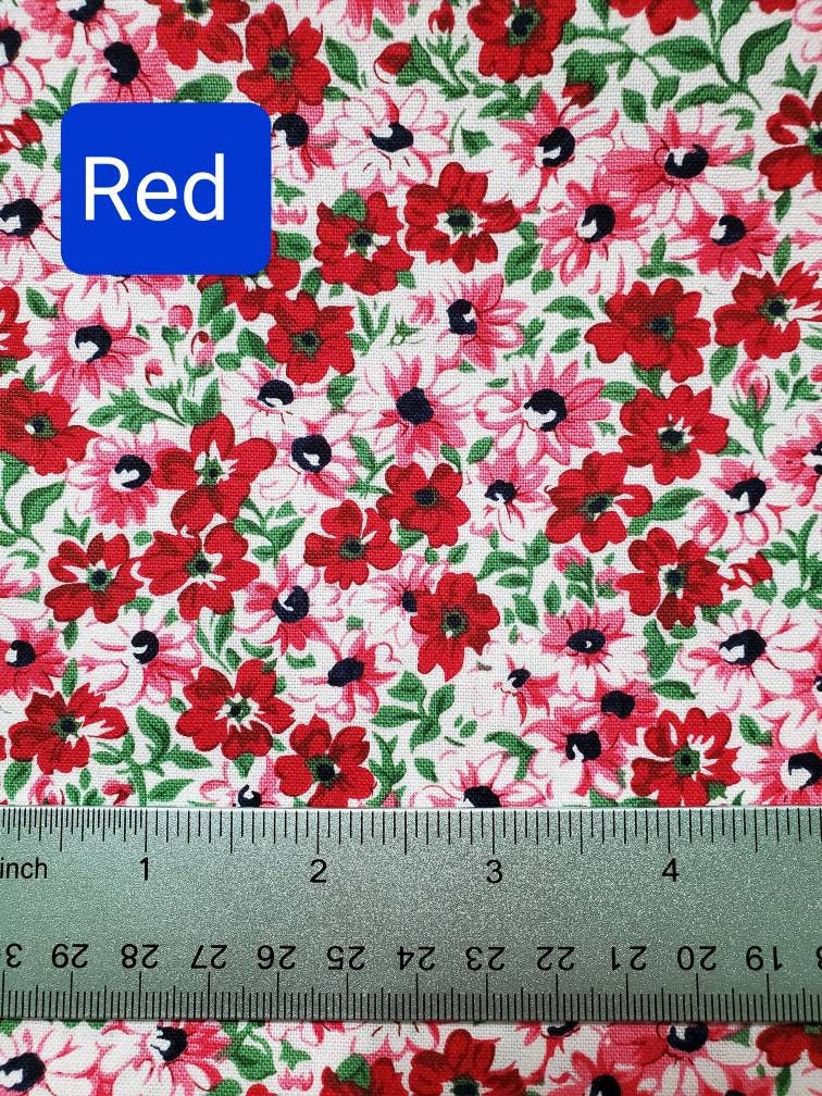 Flower Patch Cotton Fabric. 9 Colors Available. Pinks Blues | Etsy