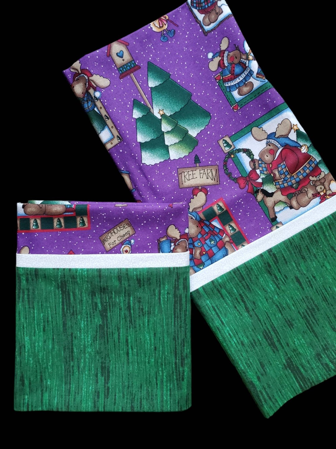 Merry Moosemas. One Set of 2 Standard Pillowcases. Cartoon Moose in ...