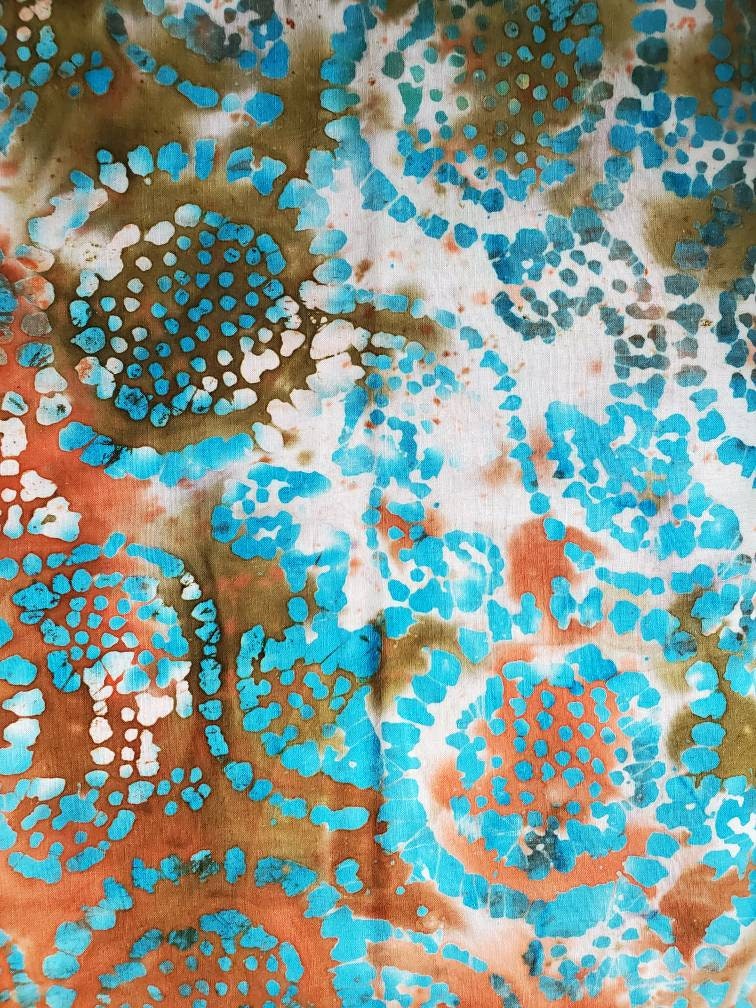 Batik Abstract Cotton Fabric. Pebbles of Beige Rust and - Etsy