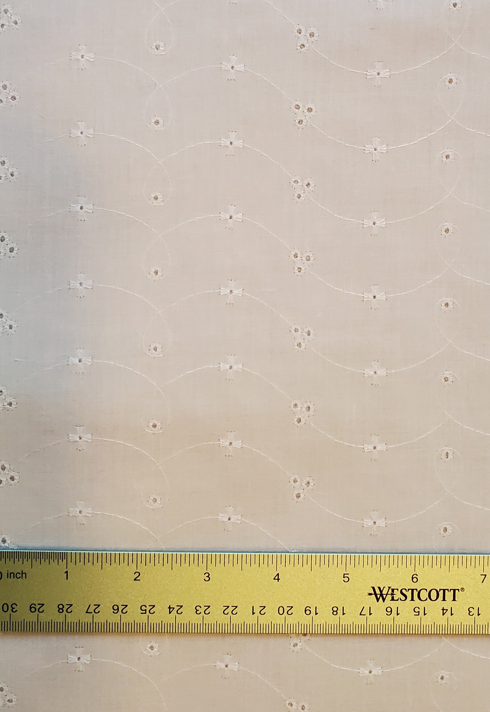 White Eyelet Fabric. Cotton. Repeating Design Pattern Throughout. by ...