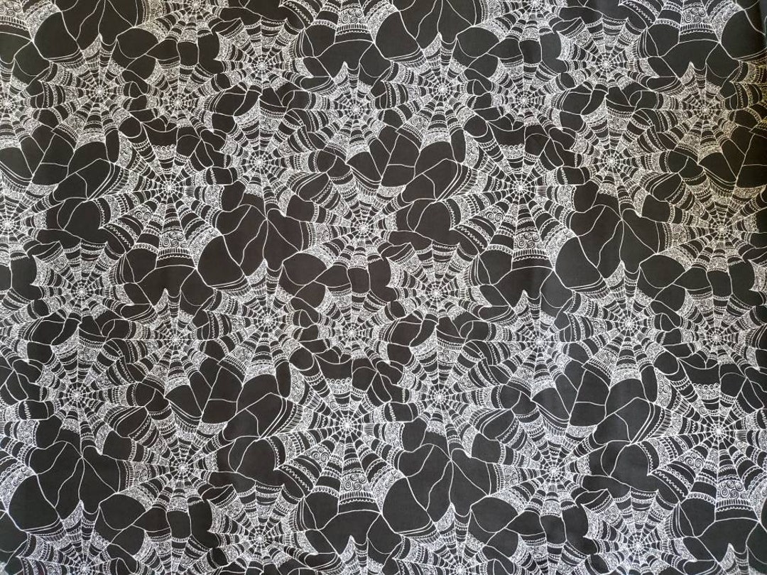 Lacy Spider Web, Halloween Cotton Fabric by Springs Creative. White on ...