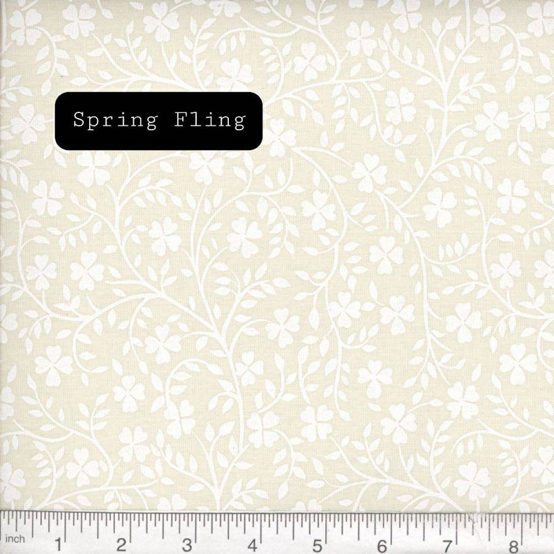 White on Natural. White on Natural Cotton Fabric, Available in 5 ...