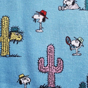 Snoopy and Cacti by Springs Creative Cotton Fabric. Pink, Yellow, and ...