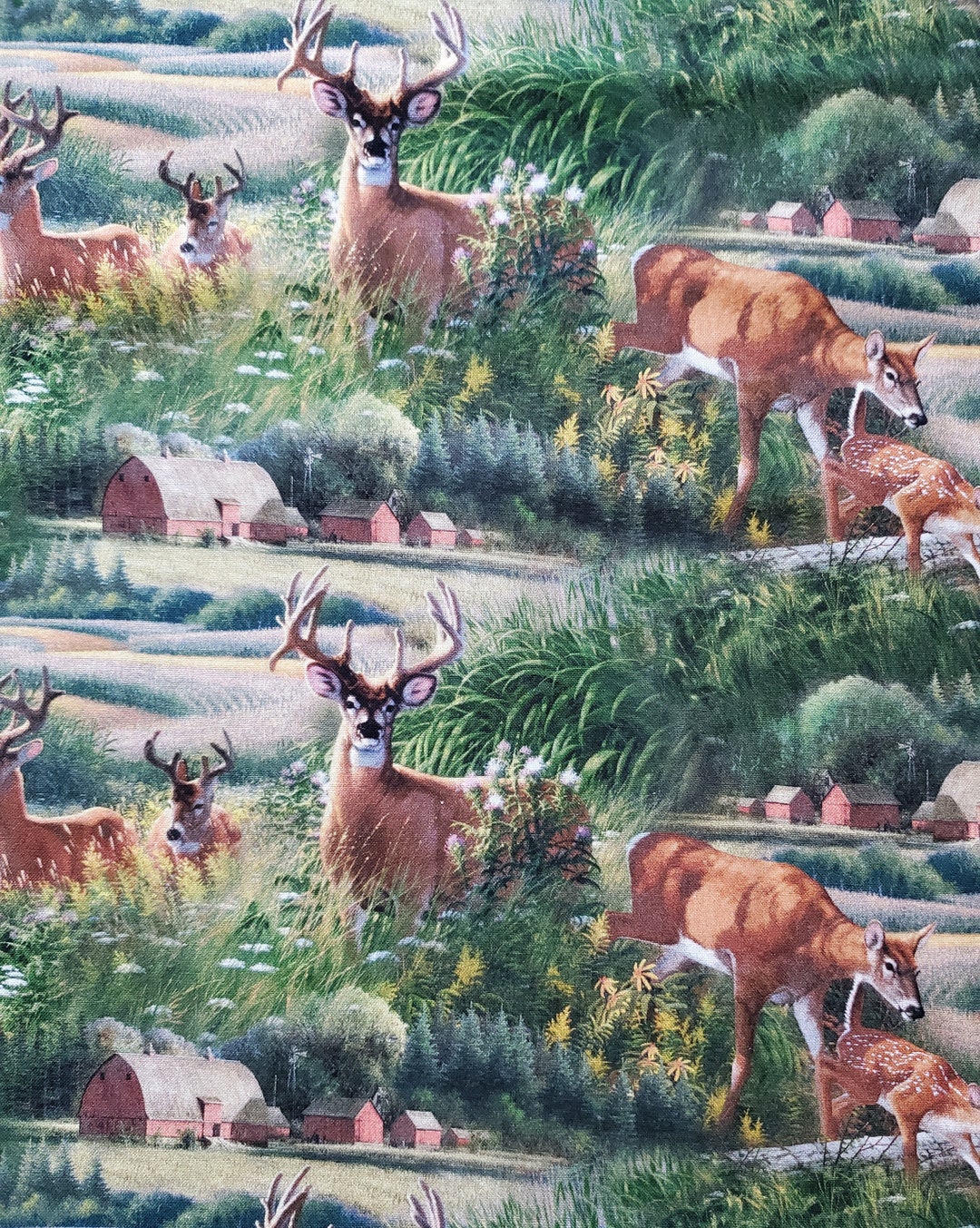 Deer Scenic. Cotton Fabric by Michael Sieve, for Springs Creative ...