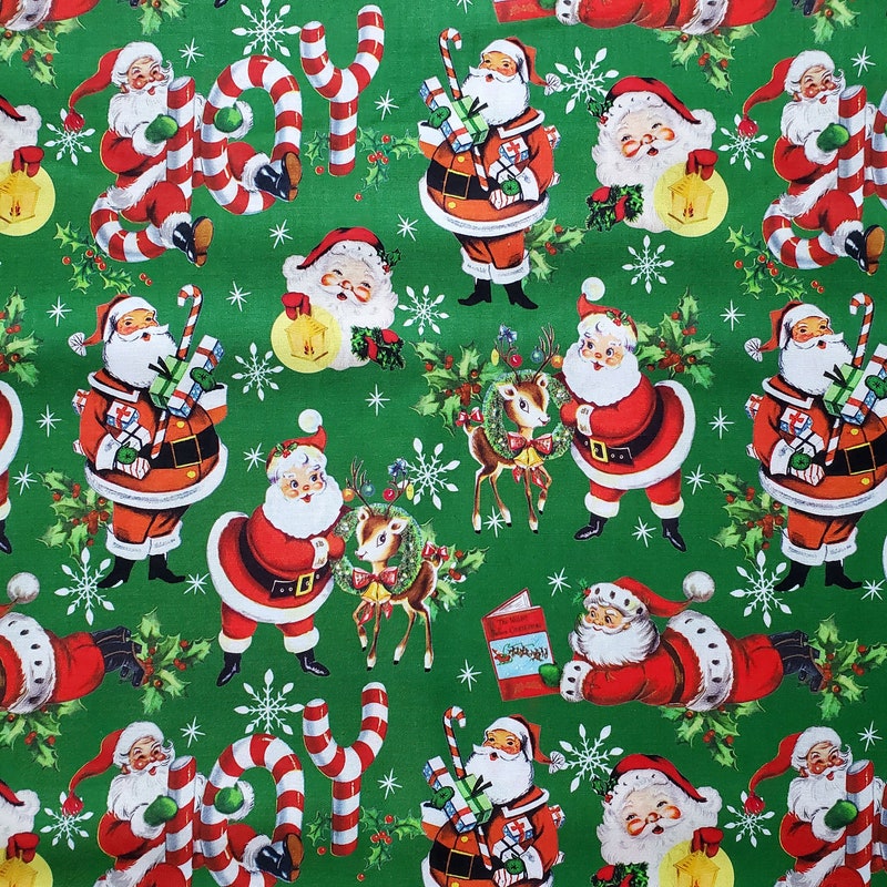Vintage Santa Fabric - Etsy