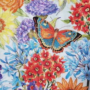 Rainbow Floral Delight. Cotton Fabric by Susan Winget. Butterflies and ...