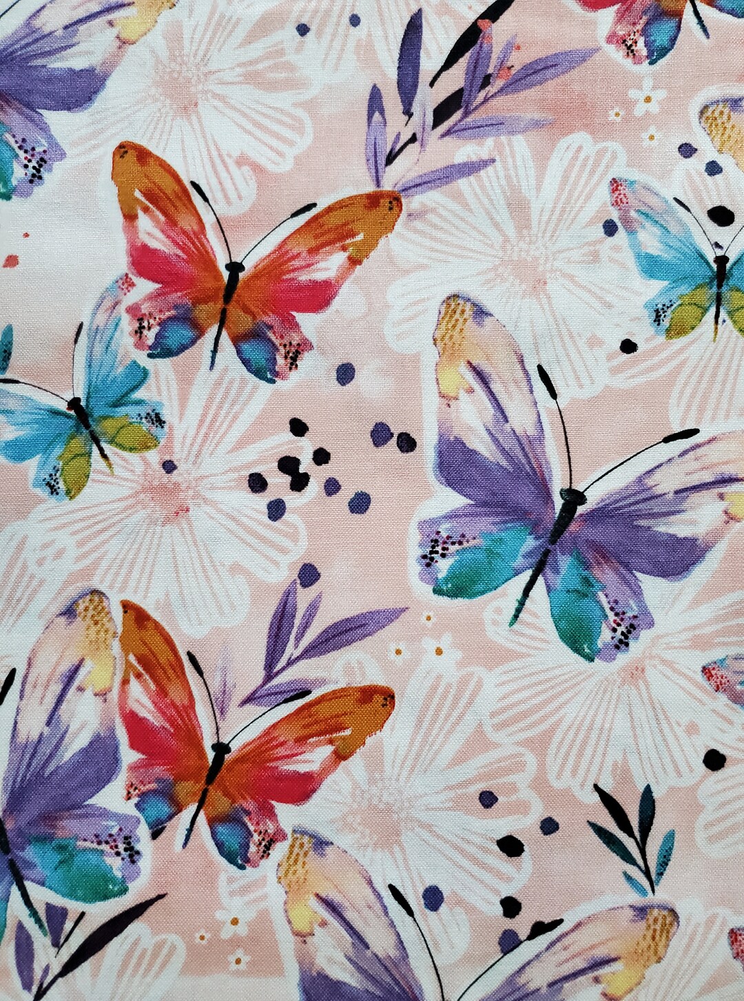 Painted Watercolor Butterflies. Cotton Fabric by Brother Sister Design ...