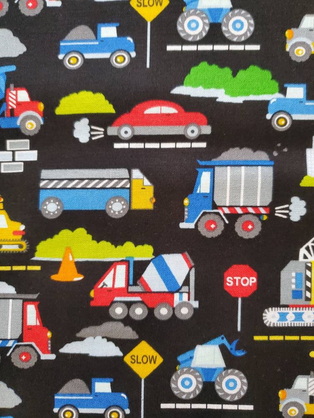 Construction Equipment. Cotton Fabric by Fabric Traditions. Big Trucks ...