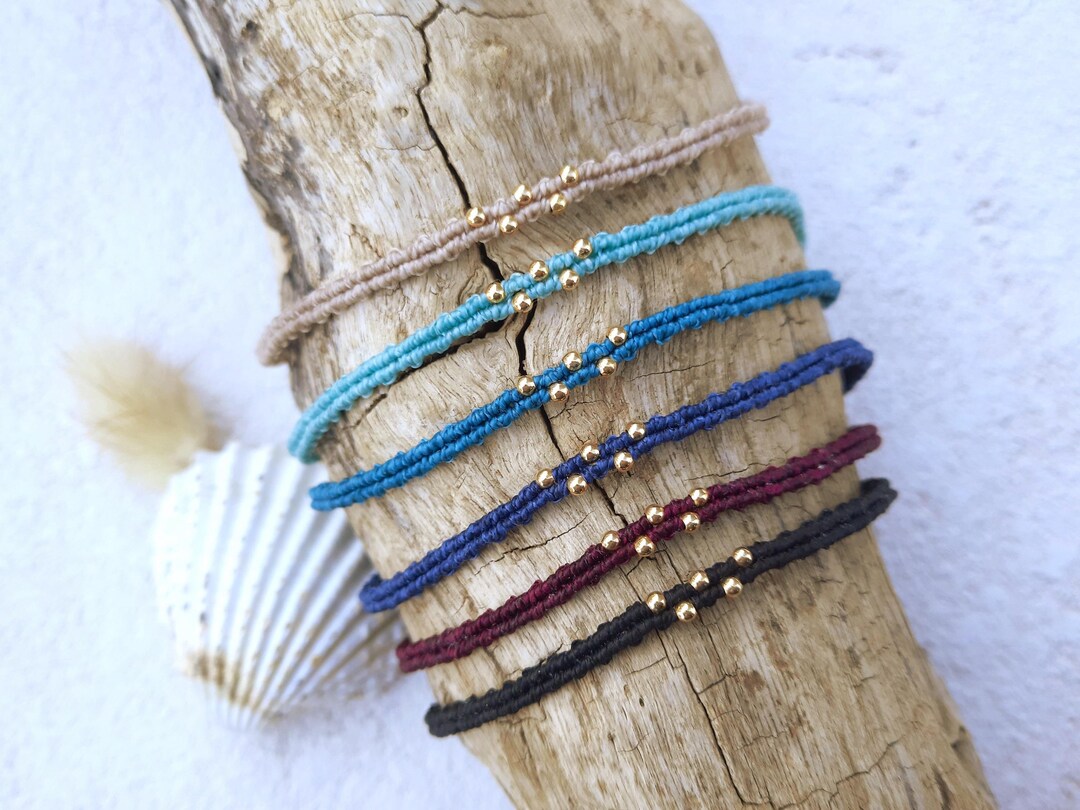 Boho Layering Bracelet • Beach Stone Closure • Gold Plated Silver ...