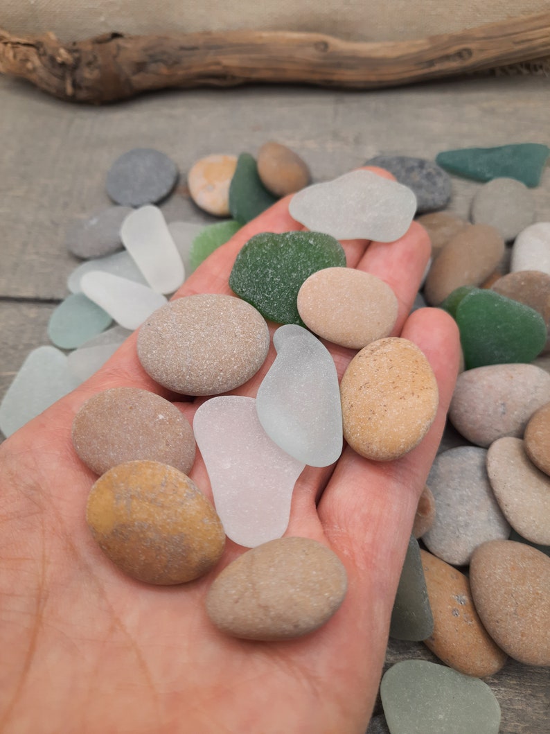 Bulk of Beach Pebbles and Sea Glass 100 Pieces Flat & - Etsy