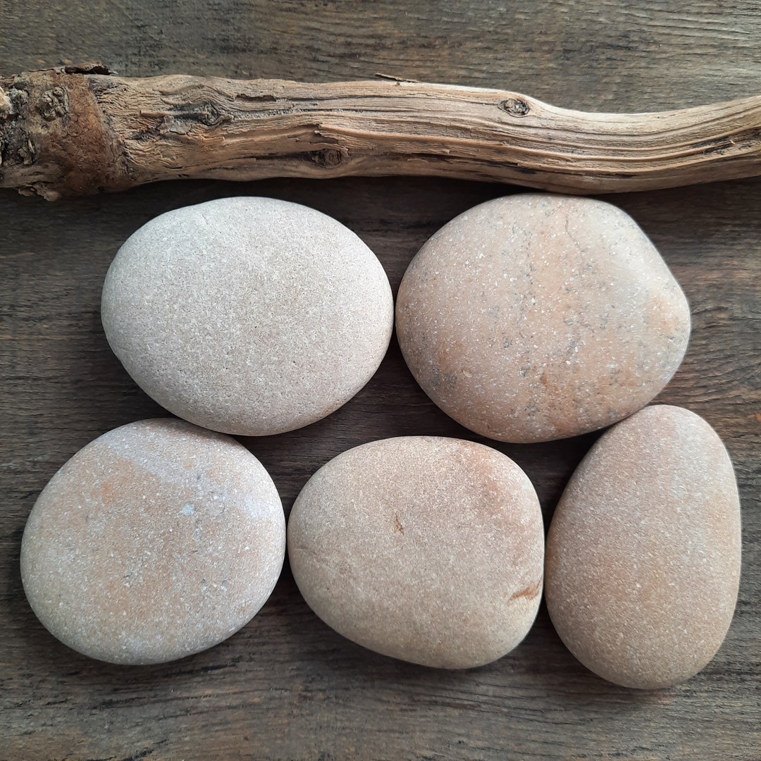 Extra Large Pebbles, 5 Pieces, Smooth Genuine Beach Stones 1,8" - 2,1 ...