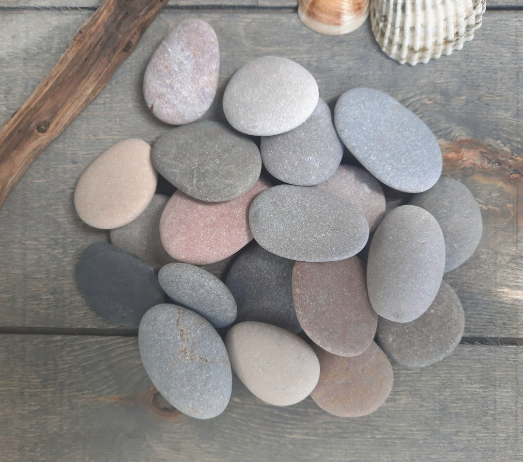 Bulk Large Pebbles, 20 Pieces, Smooth Genuine Beach Stones 1.3" - 1.8 ...