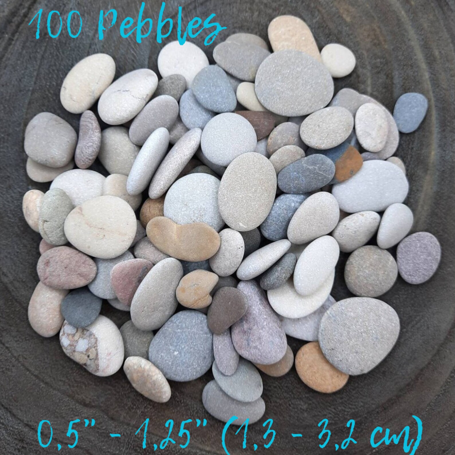 Bulk of 100 Pebbles, Flat & Colorful Genuine Beach Stones, Medium to ...