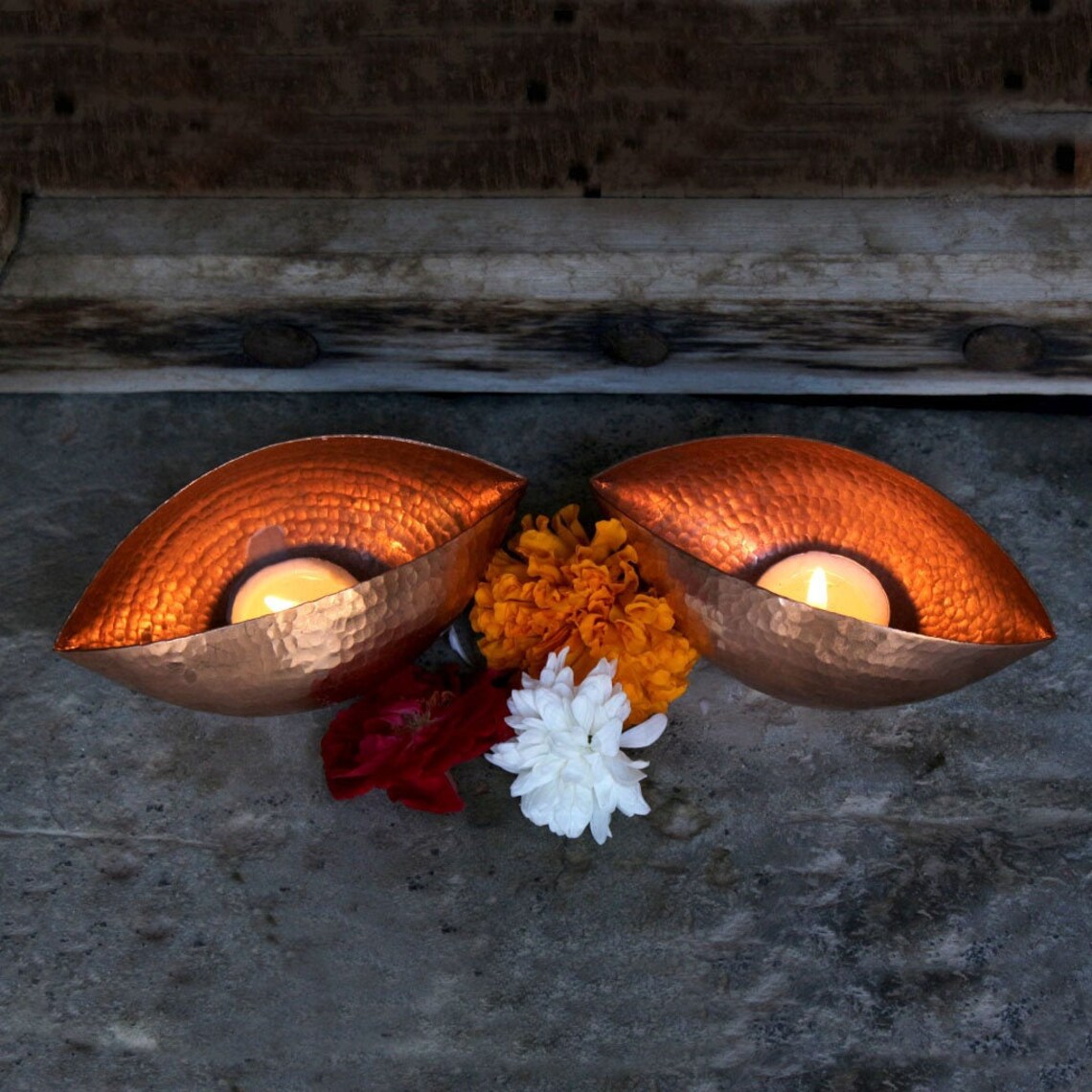 Trinetra Copper Tea Light Holder Hand Hammered Copper - Etsy UK