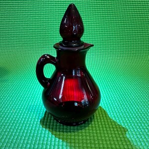 Avon Ruby Red Glass Pitcher/perfume Bottle With Strawberry Stopper ...
