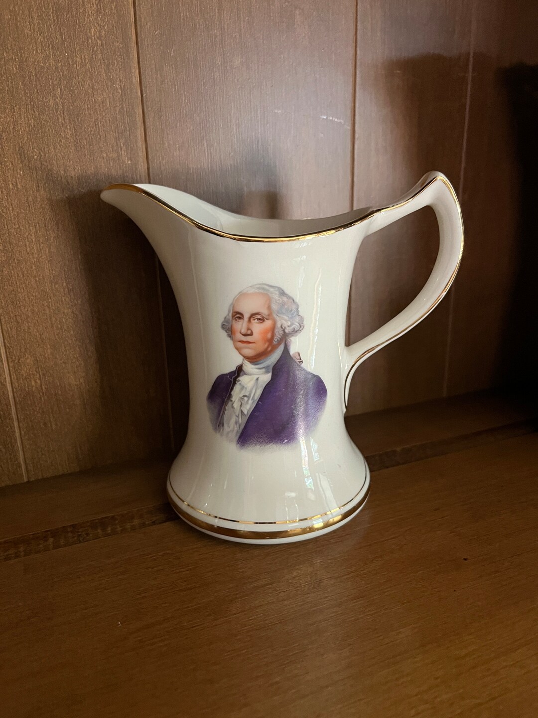 George Washington Ceramic Pitcher With Gold Trim and Accents 1970's - Etsy