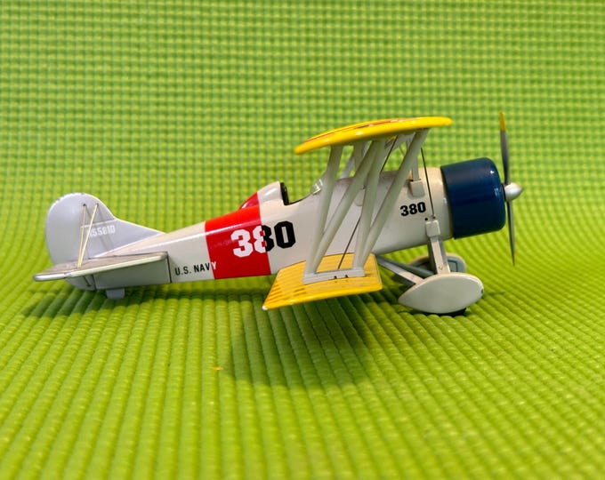 Vintage Yellow US Navy Metal Diecast Biplane by Model Power - #380 - Etsy