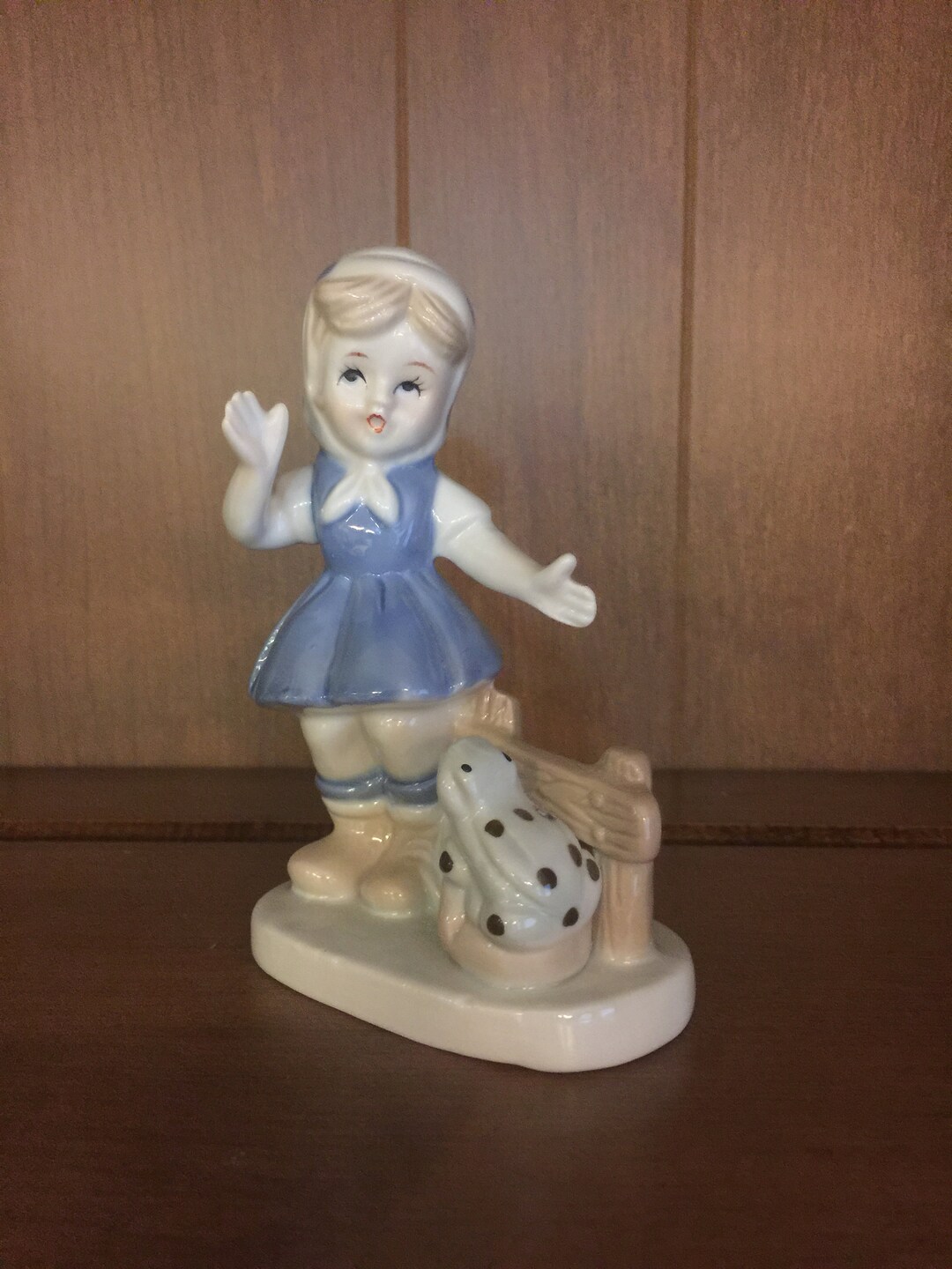 KPM Girl With Frog Blue and White Porcelain Figure - Etsy
