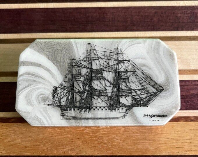 Vintage John Wills Handcrafted Cultured White Marble USS Constitution ...