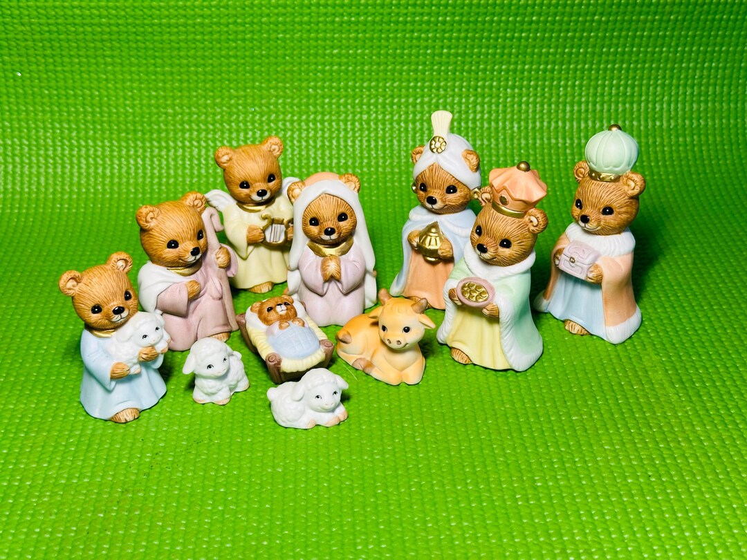 Homco Bears Nativity Set 5412 Complete Set of 11 Ceramic/porcelain ...