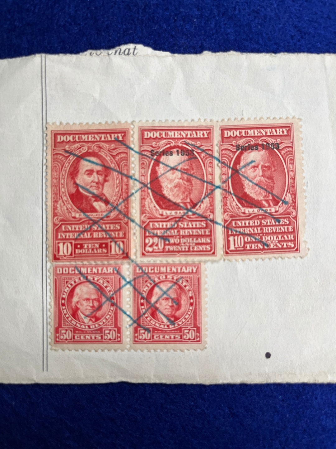 1953 Documentary Stamps for Internal Revenue - Hand Canceled - Carmine ...