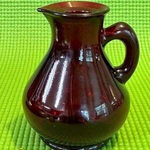Avon Ruby Red Glass Pitcher/perfume Bottle With Strawberry Stopper ...
