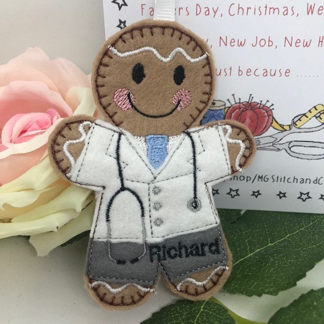 Doctor Gingerbread Man or Lady Personalised Gift Hanger Gift Ornament ...
