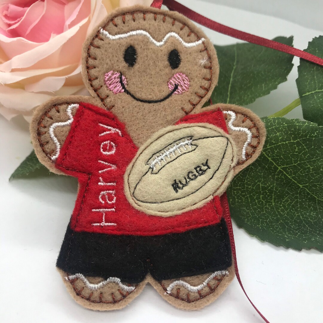 Rugby Player Gingerbread Person Felt Ornament/christmas Decoration/gift ...