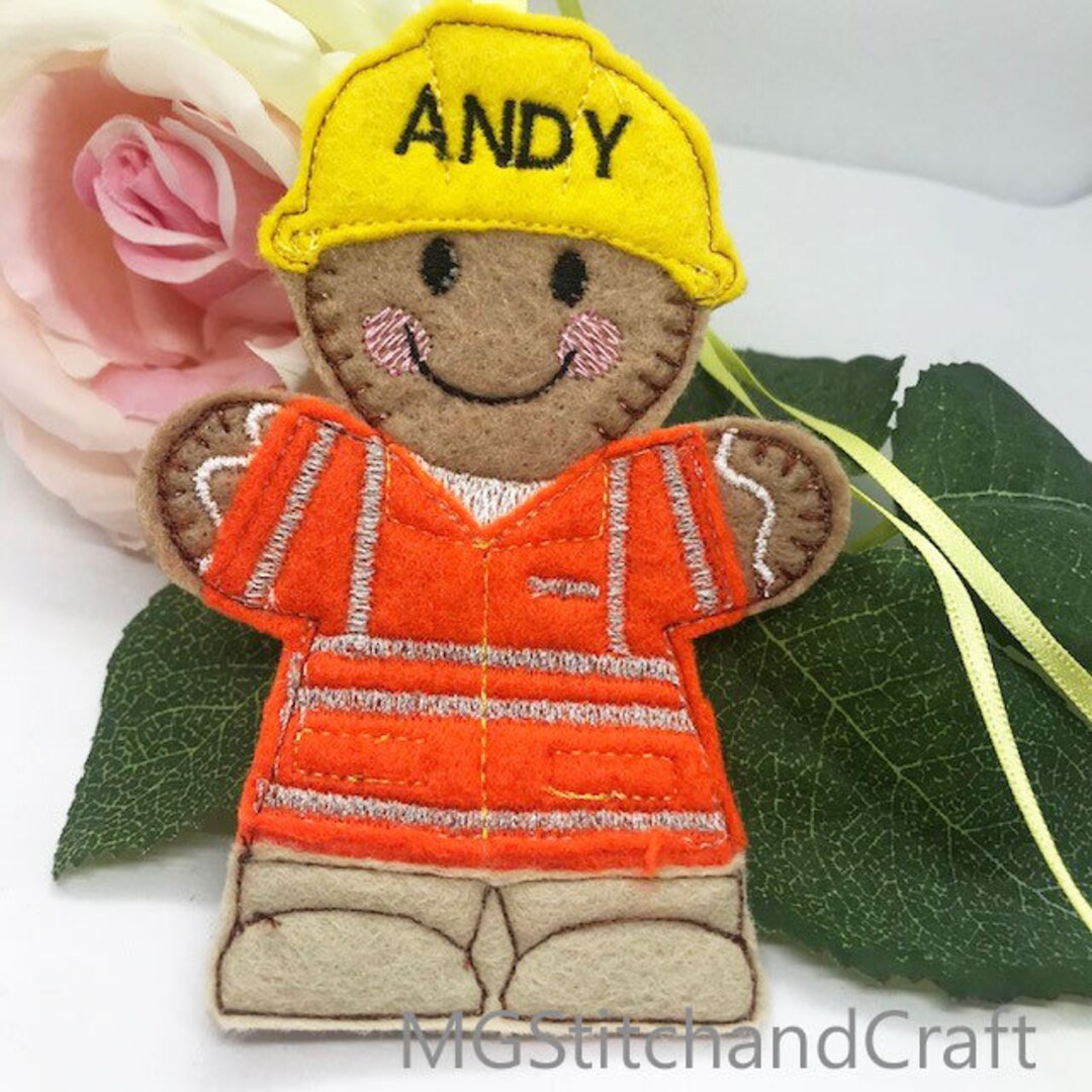 Construction Worker/builder Gingerbread Person Personalised Felt Gift ...