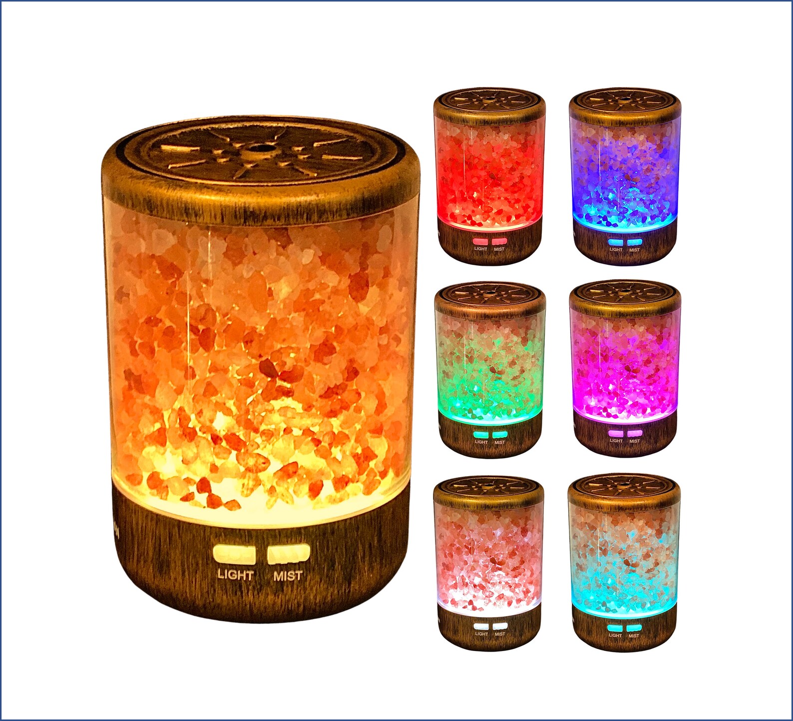 Himalayan Salt Essential Oil Diffuser Bronze Cool Mist Humidifier, 7 ...