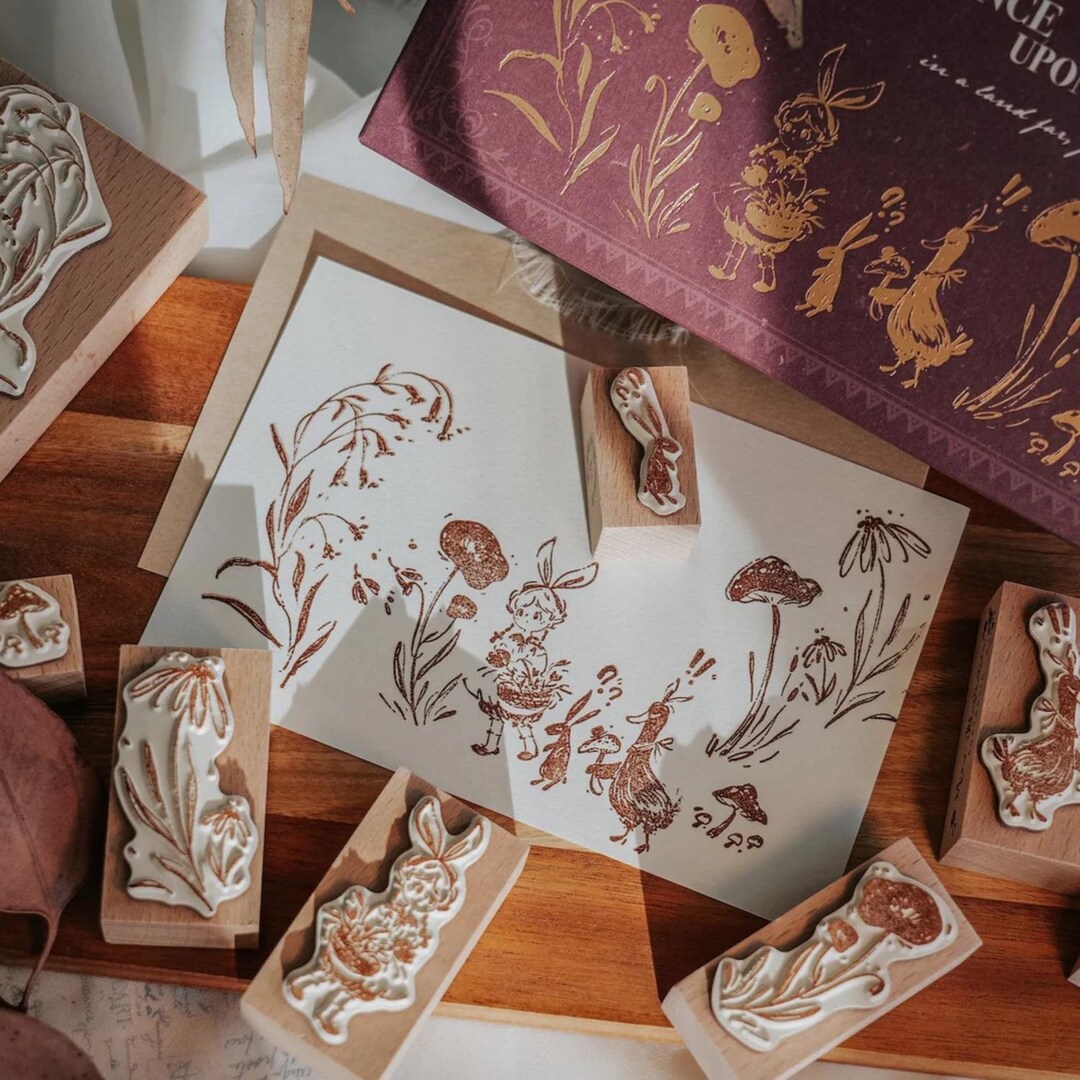 Meow Illustration Once Upon A Time Stamp Set (8 Pcs) |cute Wood Rubber ...