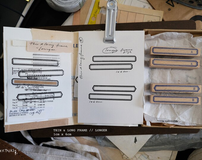 Kurukynki Paperwork Thin & Long Stamp Set - Longer | Wooden Rubber ...