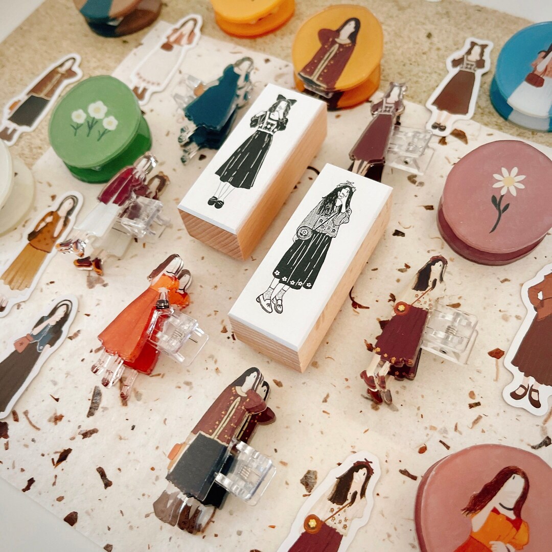 Chop Diam Selfie Girl Rubber Stamp | Cute Rubber Stamp, Kawaii ...