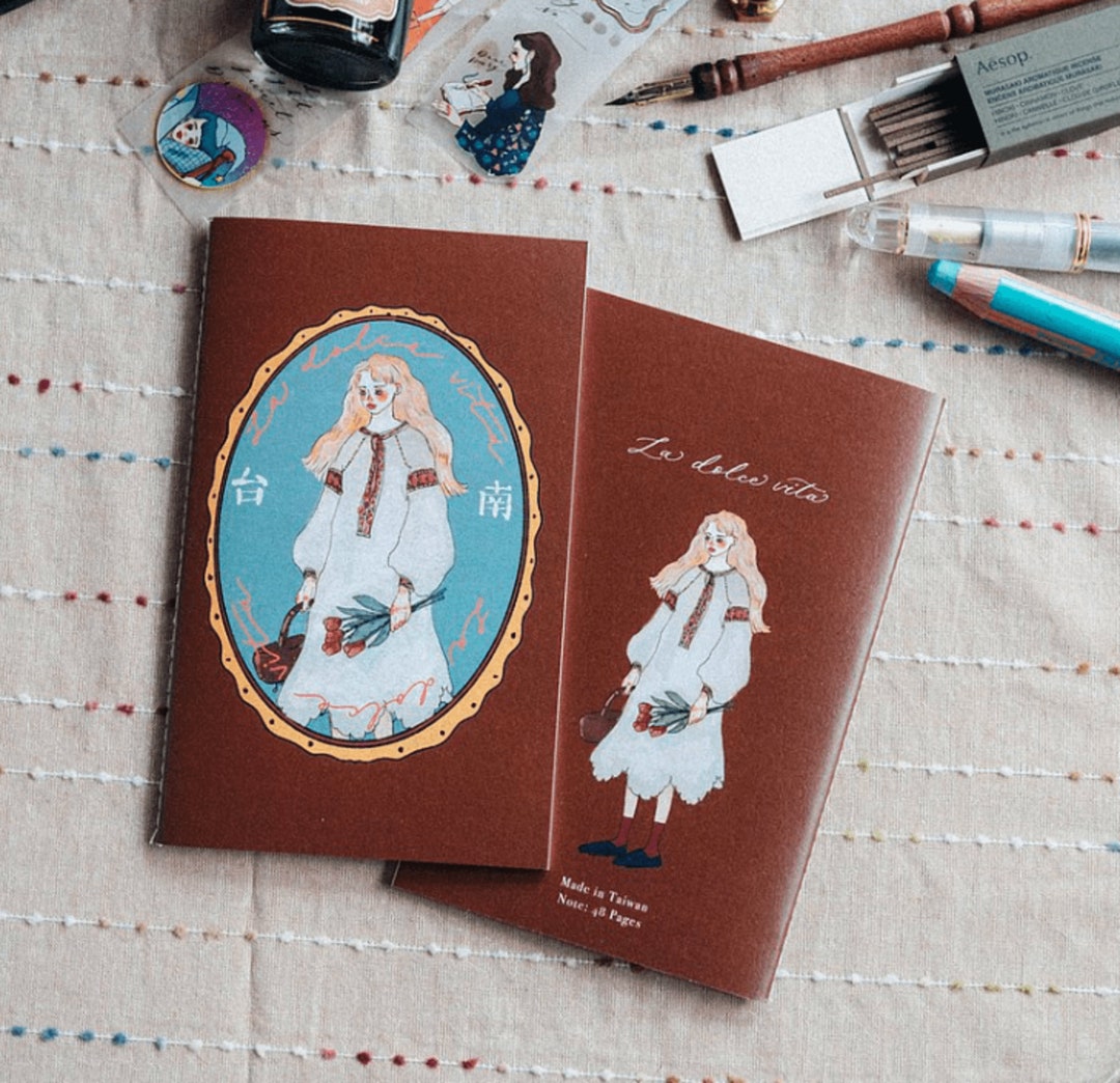 La Dolce Vita Threaded Notebook - Tainan Embroidered Girl | Blank Page ...