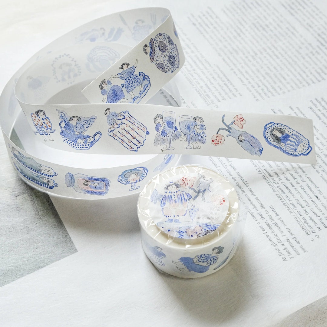 Dodolulu Washi Tape - Blue and White (3cm X 10m) | Cute Masking Tape ...