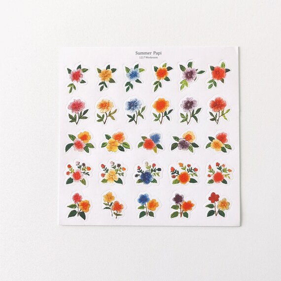 Summer Papi Embroidery Flower Paper Sticker Setplanner - Etsy
