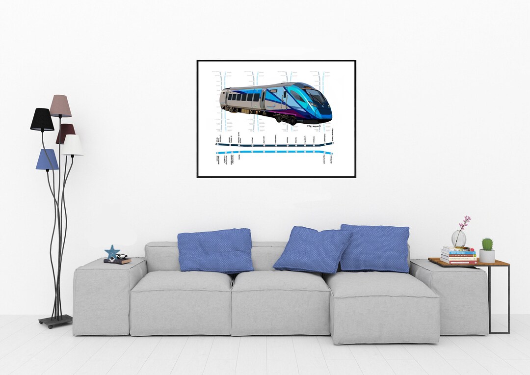 Transpennine Express Nova 2 Train Art Print With Rail Map - Premium ...