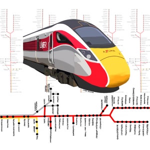 LNER Azuma Train Art Print With Rail Map - Premium Quality and ...