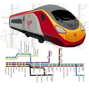 Virgintrains Pendolino Train Art Print With Rail Map - Premium Quality ...