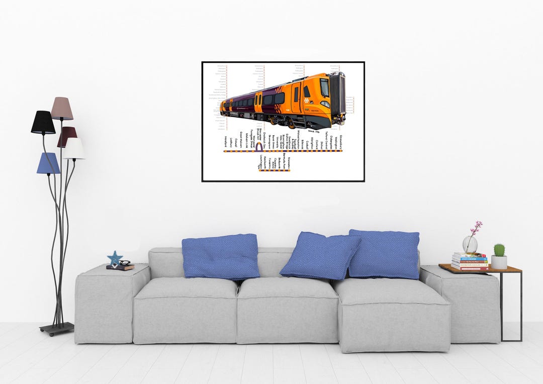 West Midlands Railway 196 Series Train Art Print With Rail Map ...